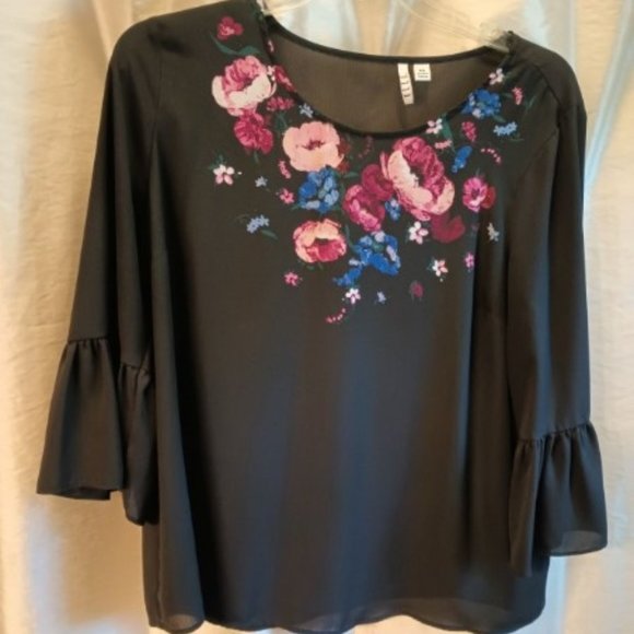 Elle | Tops | Elle Floral Blouse Xxl | Poshmark